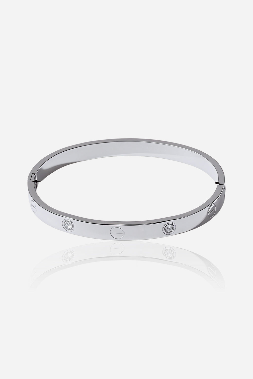 Silver Screw & Crystal Bangle | Stainless Steel | GLISTIA